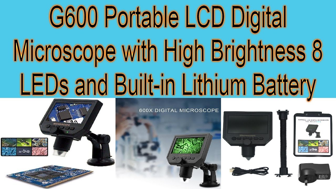 G600 PORTABLE LCD DIGITAL MICROSCOPE WITH 8 LEDS AND BUILT-IN LITHIUM ...