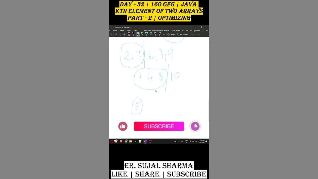 GFG 160 | Day - 32 | Part 2 | Kth Element of Two Arrays | DSA | Hindi #shorts #short #yt - YouTube