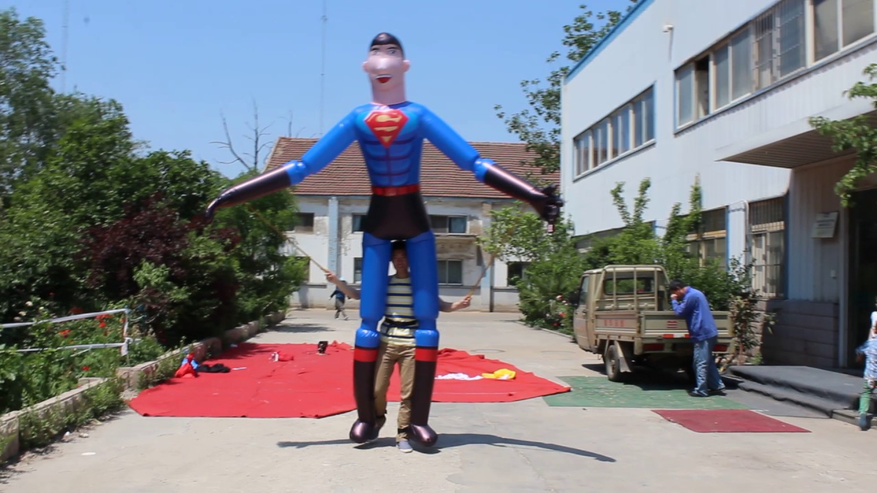 inflatable superman costume,walking superman - YouTube