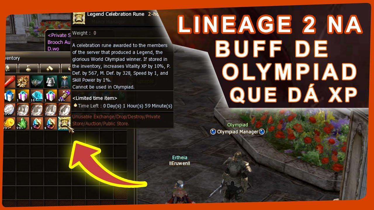Lineage 2 NA - Buff de Oly que dá EXP (Legend Celebration Rune) Dicas ...