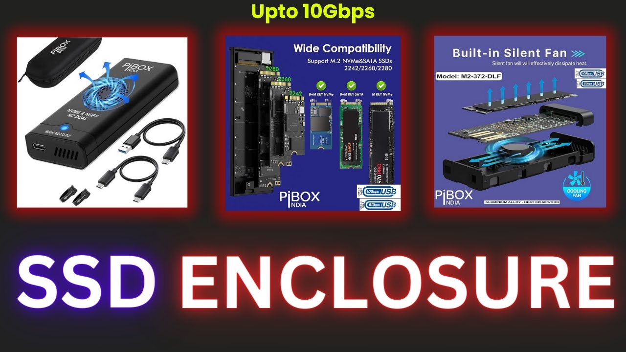 10Gbps M.2 NVMe/NGFF SATA Dual SSD Enclosure with smart fan | Pibox ...