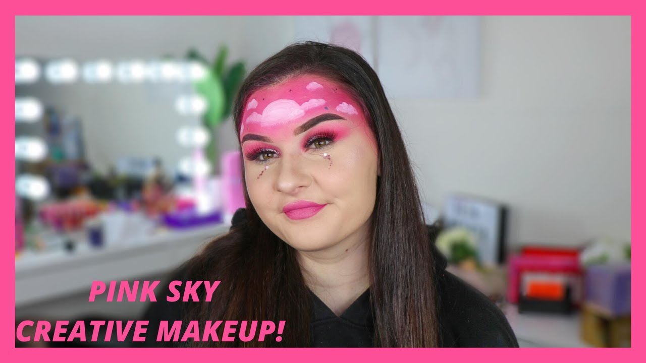 PINK SKY MAKEUP! Creative makeup look! SoJo Beauty - YouTube