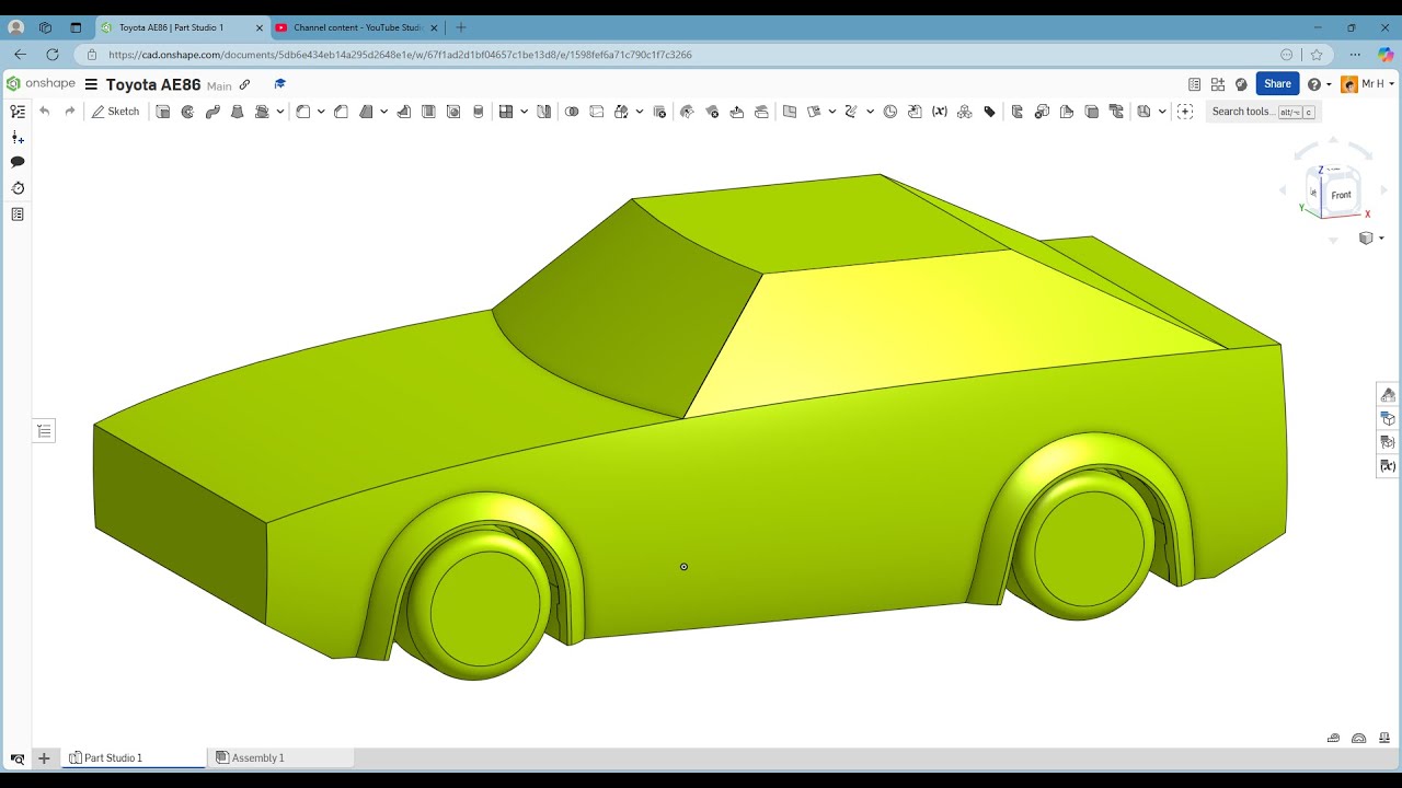 Onshape Basic Car Surfacing Tutorial - Toyota AE86 - No Audio - YouTube