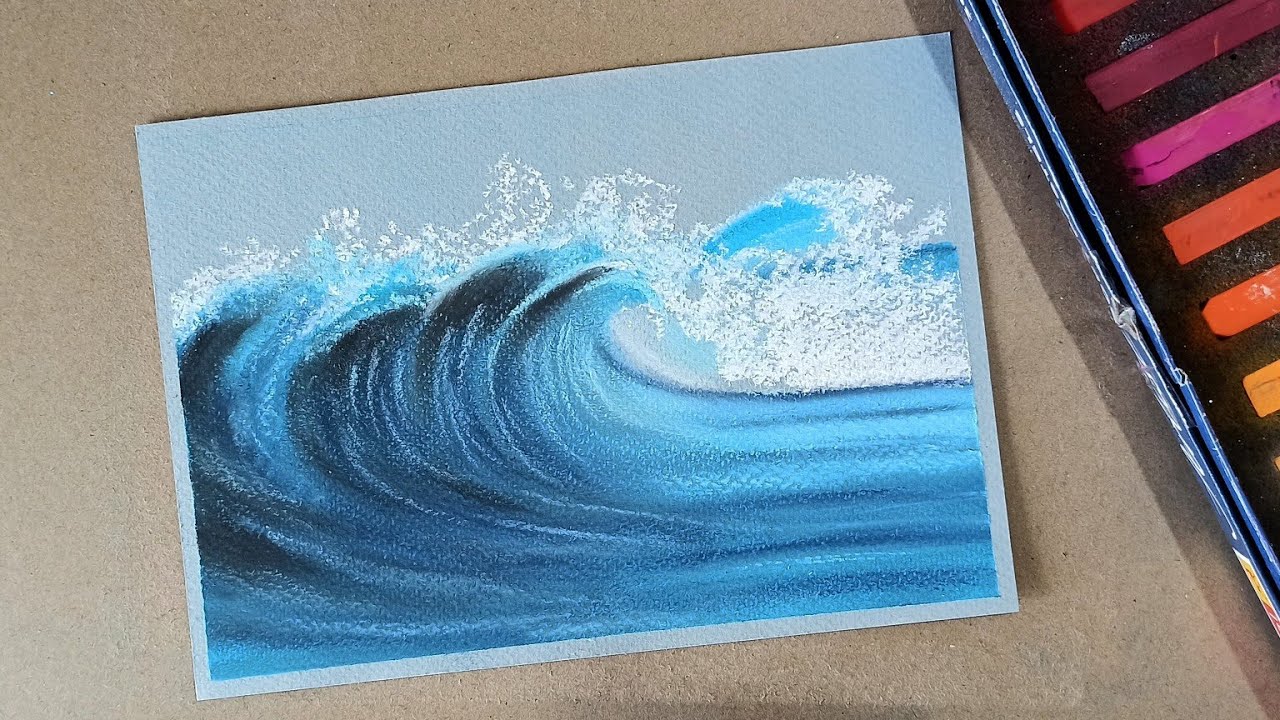 Easy Soft Pastel Drawing for beginners || How to draw realistic waves ...