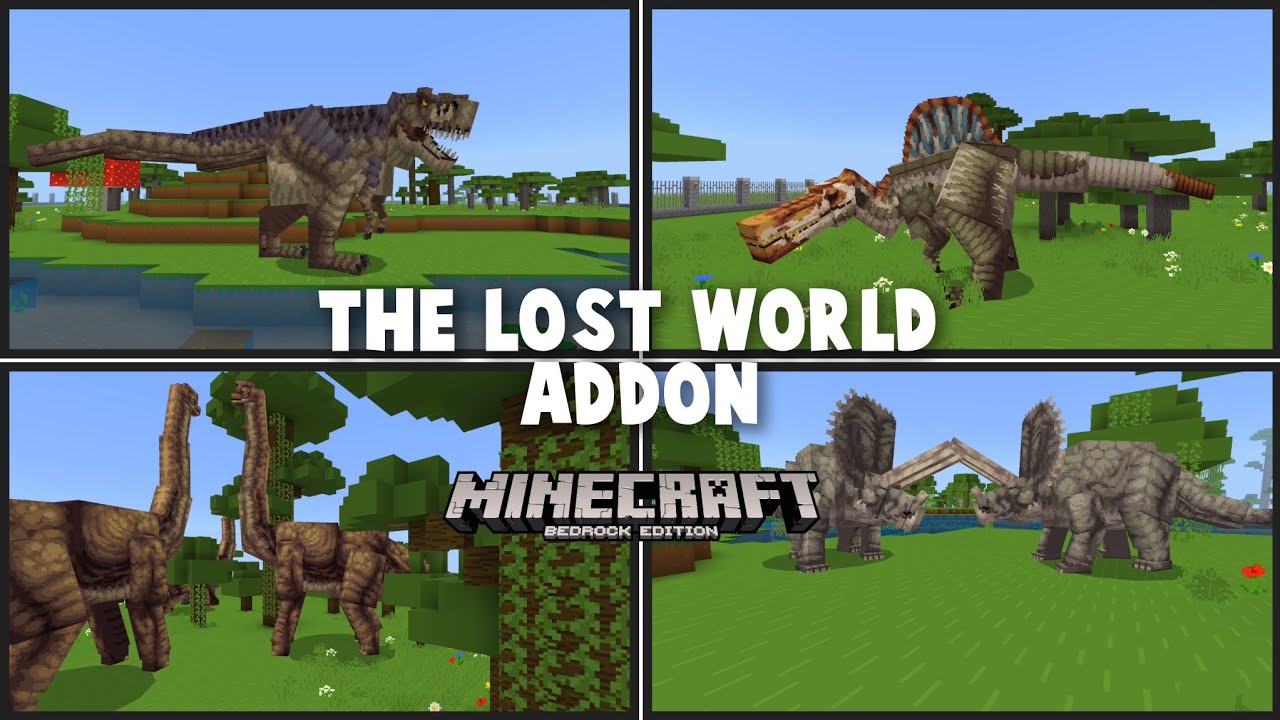 INCREÍBLE ADDON DE DINOSAURIOS PARA MINECRAFT PE 1.20|THE LOST WORLD ADDON - YouTube