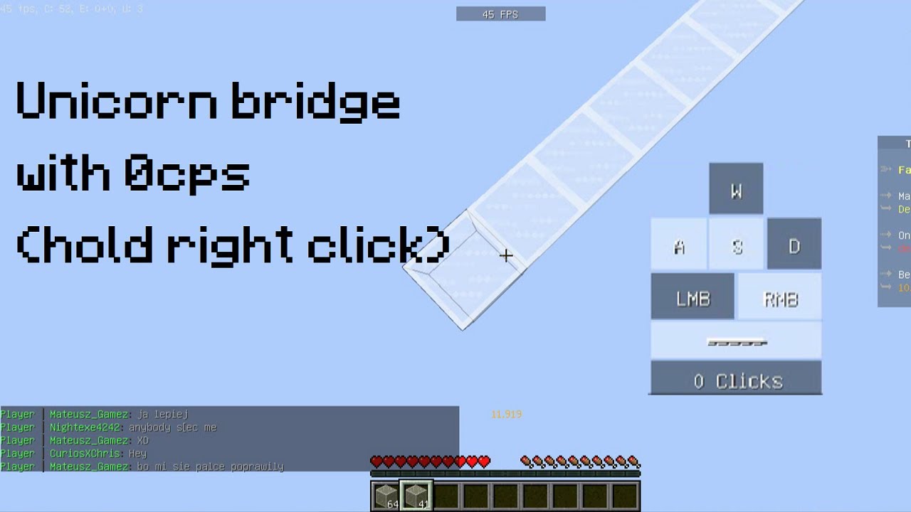 How to unicorn bridge with 0cps (hold right click) - YouTube