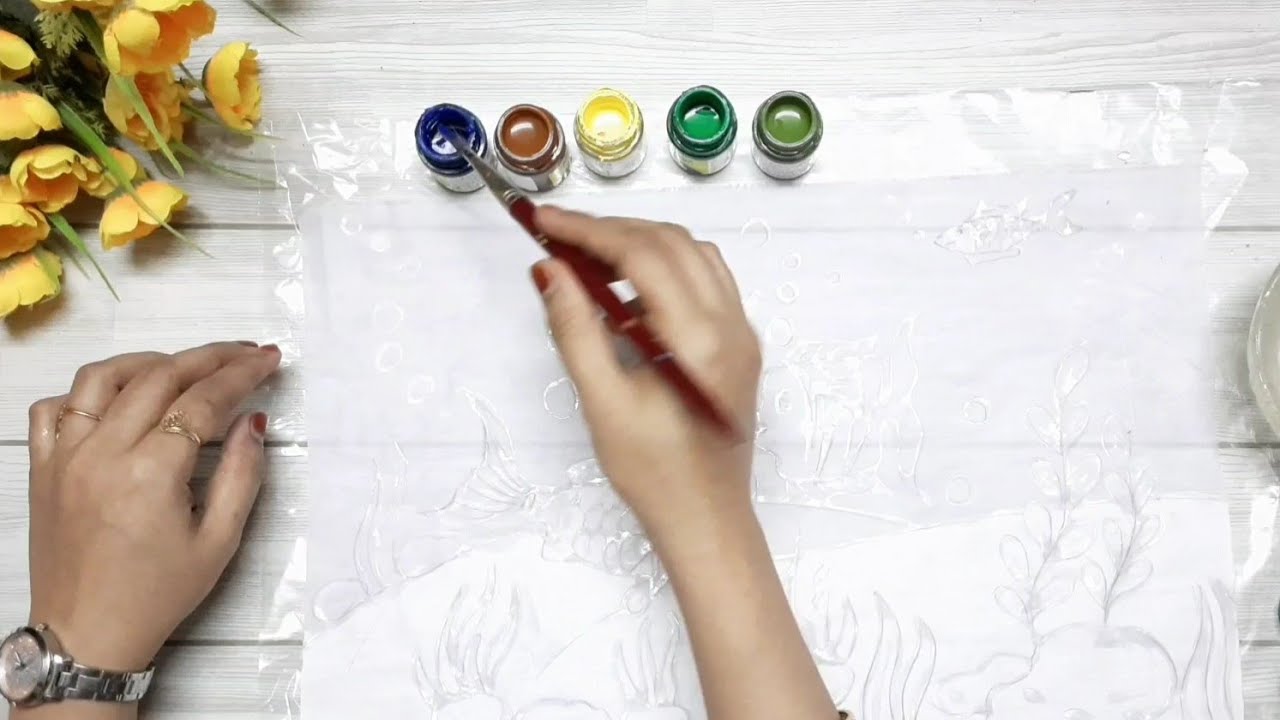 Easy resist batik using glue on fabric | painting tutorial using resist ...