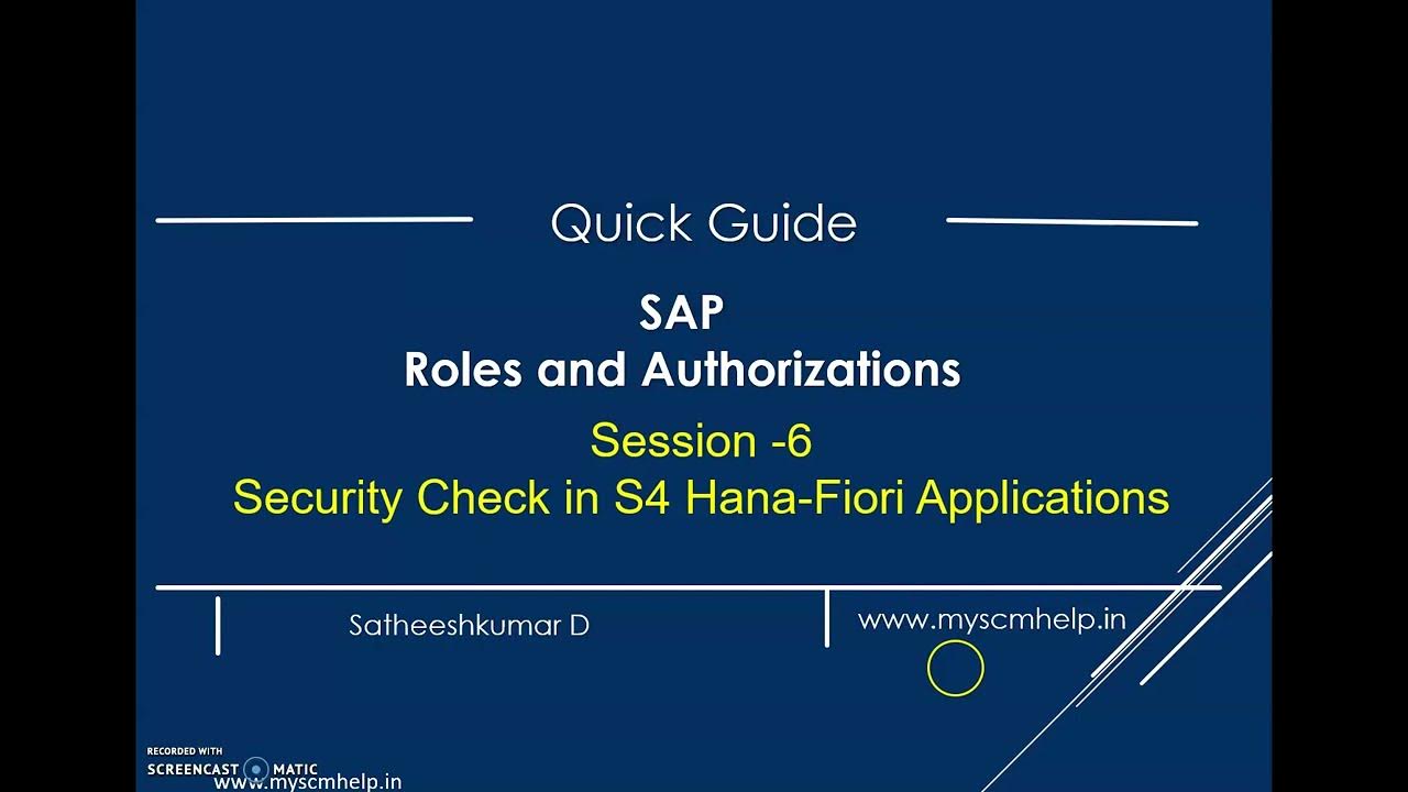SAP Roles and Authorizations-Security Check in S4 Hana - Fiori Applications - YouTube