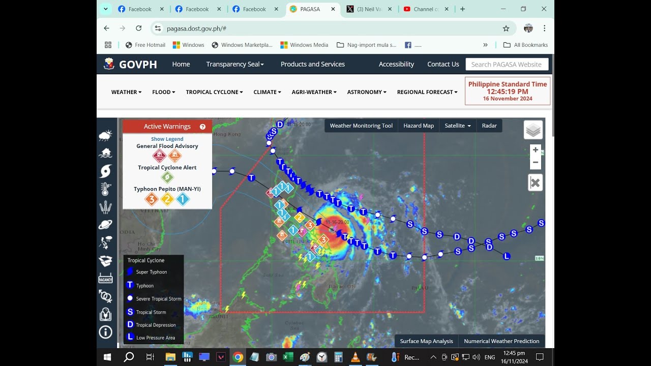 Forecast Track of Super Typhoon Pepito (MAN-YI) as 12:58pm 11/16/24 ...