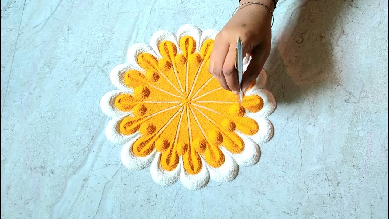 Easy colourfull rangoli by a pen || unique designs || Rangoli designs ...