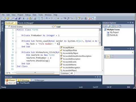Visual Basic Tutorial - 98 - Showing Multiple Forms - YouTube