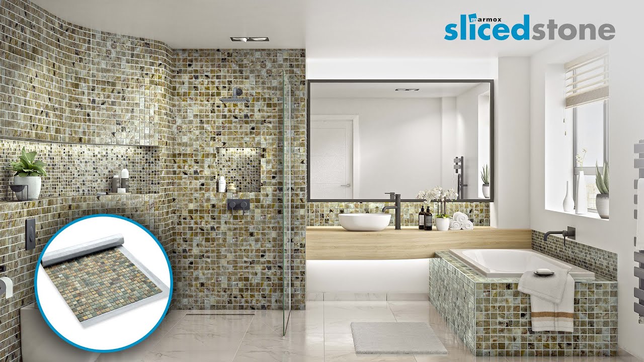Marmox Sliced Stone – Natural Stone Mosaic Tiles On A Roll - YouTube