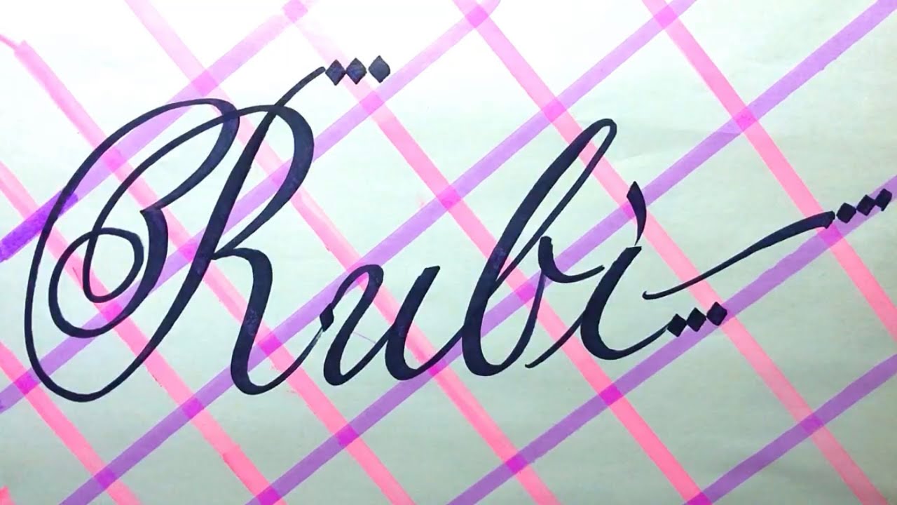 Rubi Name Signature Calligraphy Status | How to Cursive write with cut ...