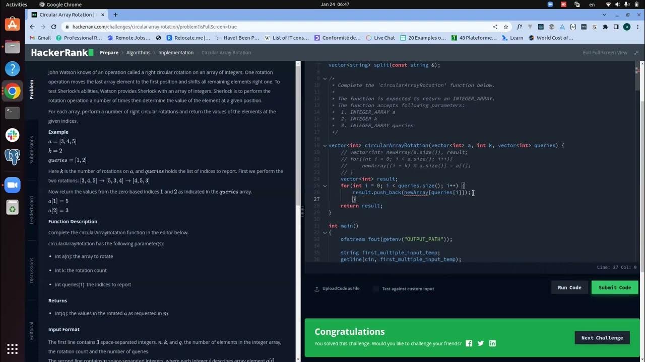 Hackerrank Circular Array Rotation Youtube