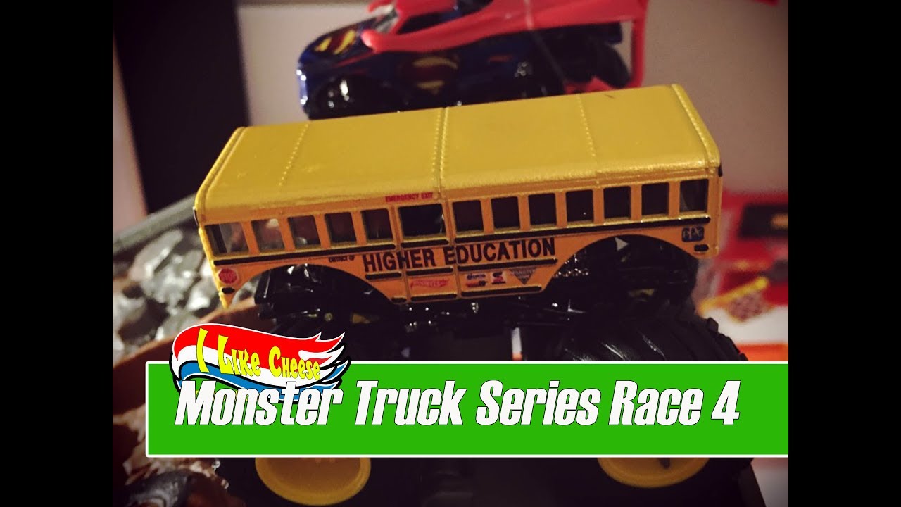 Hot Wheels MONSTER JAM TRUCK Higher Education School Cool Bus-Race 4 ...