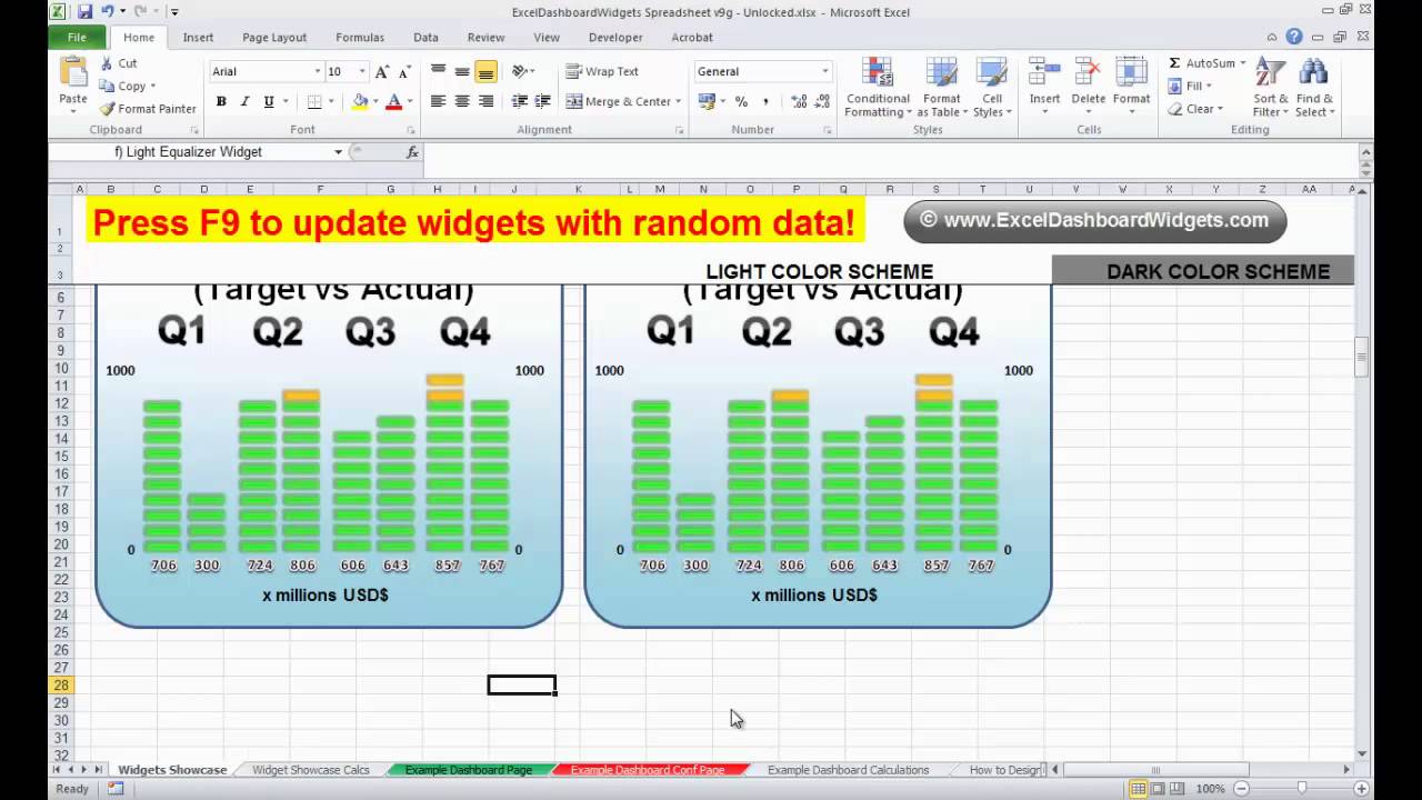 Tutorial Excel Dashboard Configuring The Equalizer Widget Youtube 6178