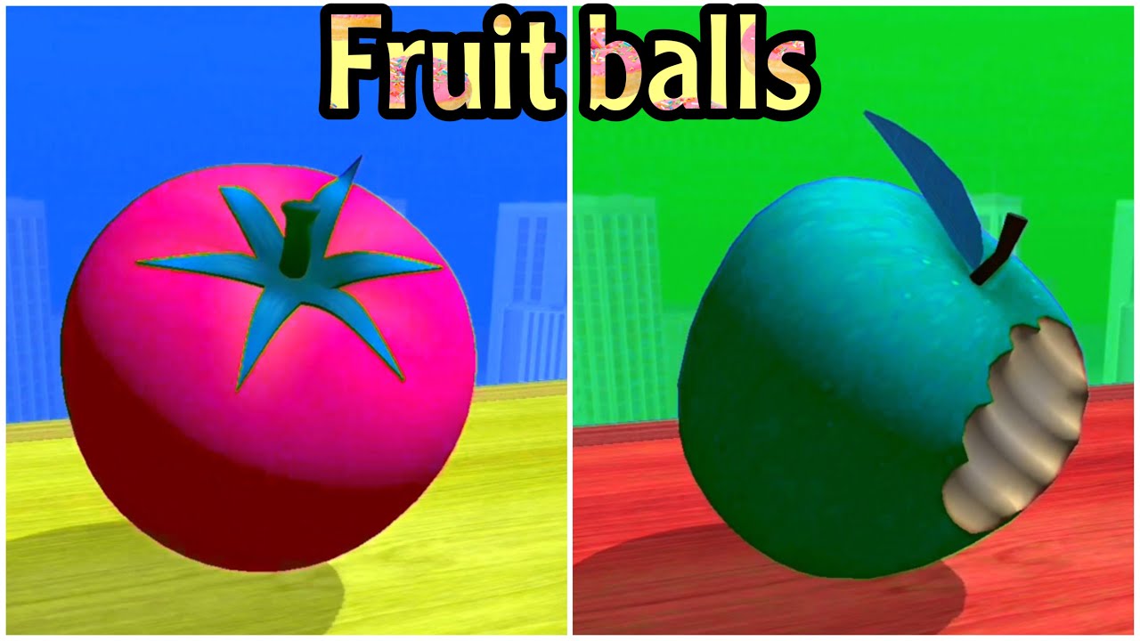 Apple ball 🆚 Tomato ball - fruit balls challenge in going balls game ...