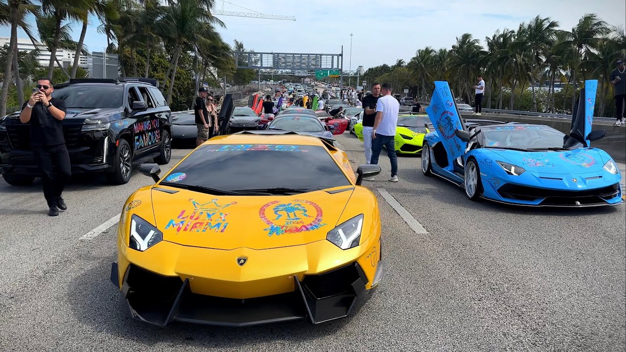 🏝️ Miami take over with 100+ exotics 🏎️💨 - YouTube
