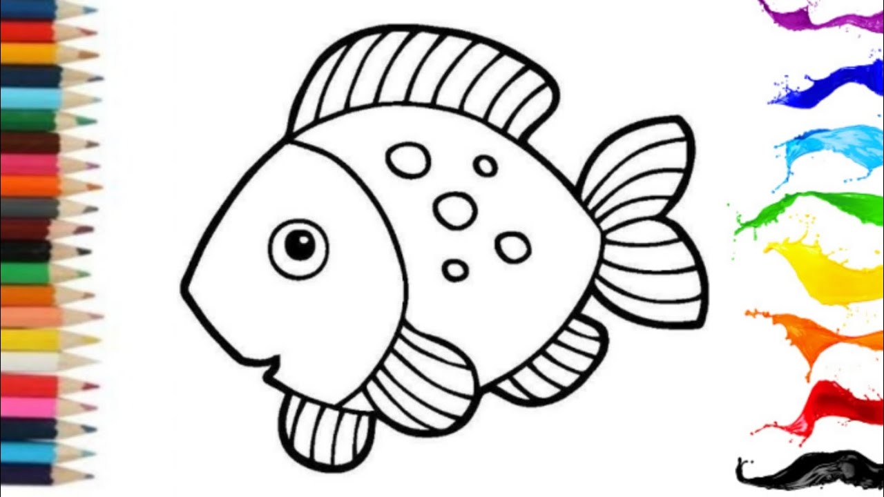 How draw fish for kids/amazing trick with different colore/kids drawing ...
