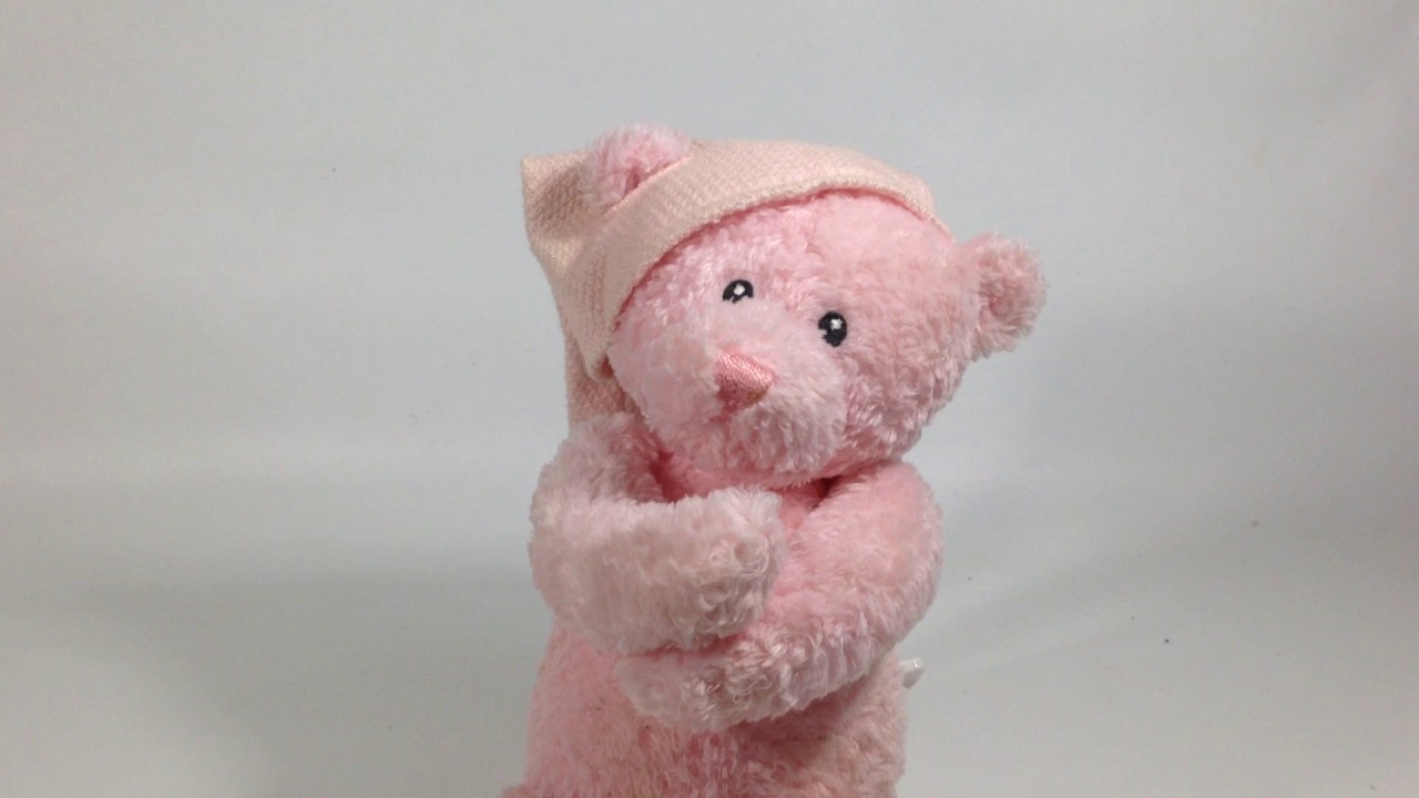 gund nighty night pink musical teddy bear - YouTube