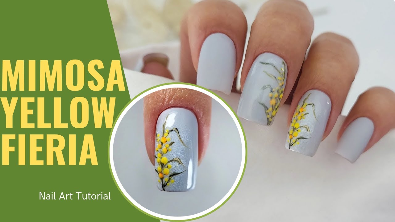 Spring Flowers. Yellow Mimosa in 5 minutes. Nail Art Tutorial. Nails ...