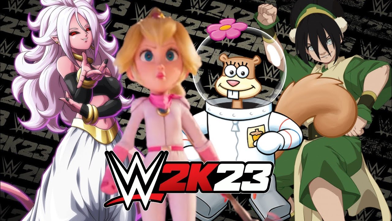 WWE 2K23: Peach vs. Sandy Cheeks vs. Android 21 vs. Toph Beifong - YouTube