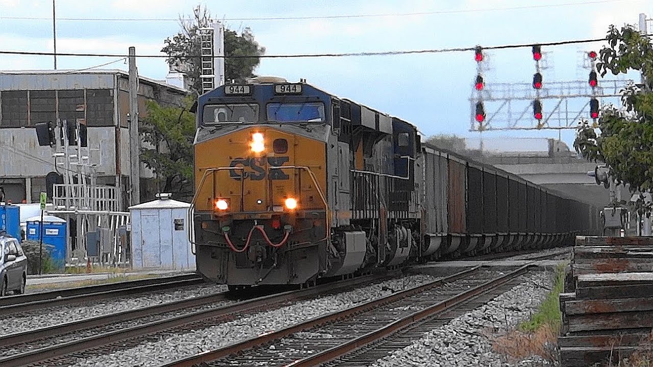 Long Loaded Coal Train With Pushers Crossing Bayard St - YouTube