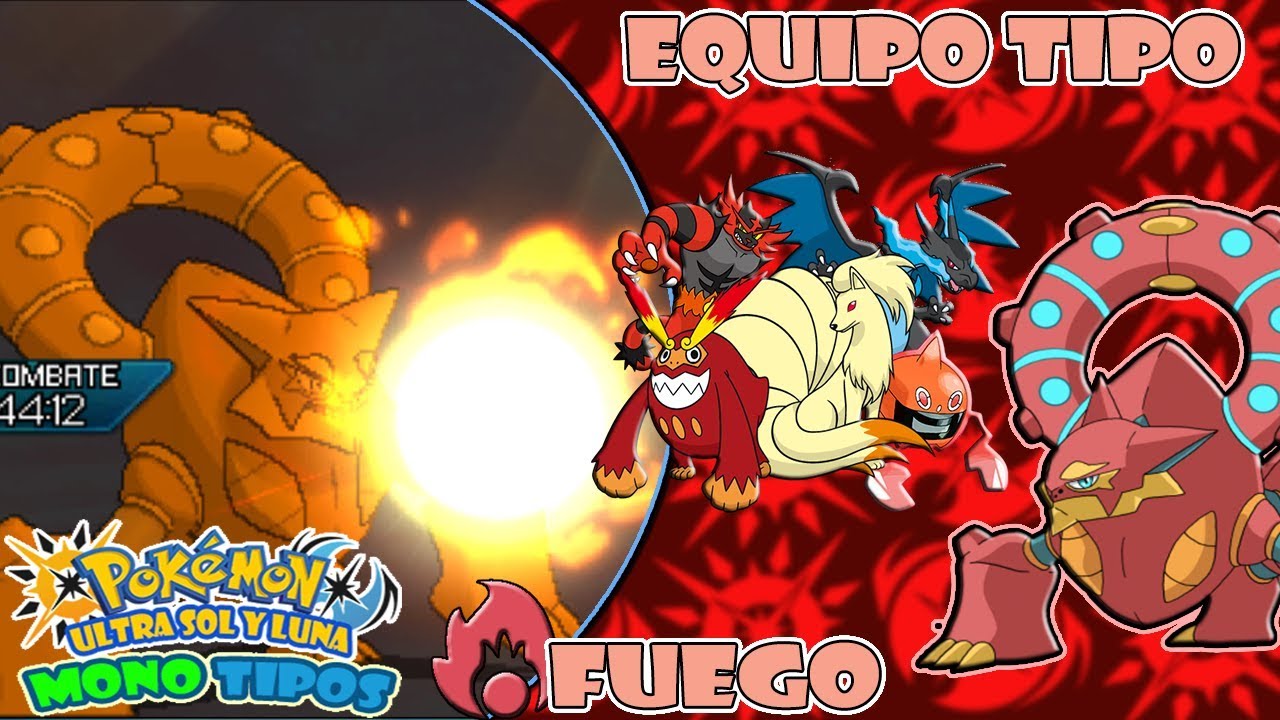 ★POKEMON ULTRA SOL Y LUNA, EQUIPO MONO TIPO FUEGO, VOLCANION LLAMARADA ...