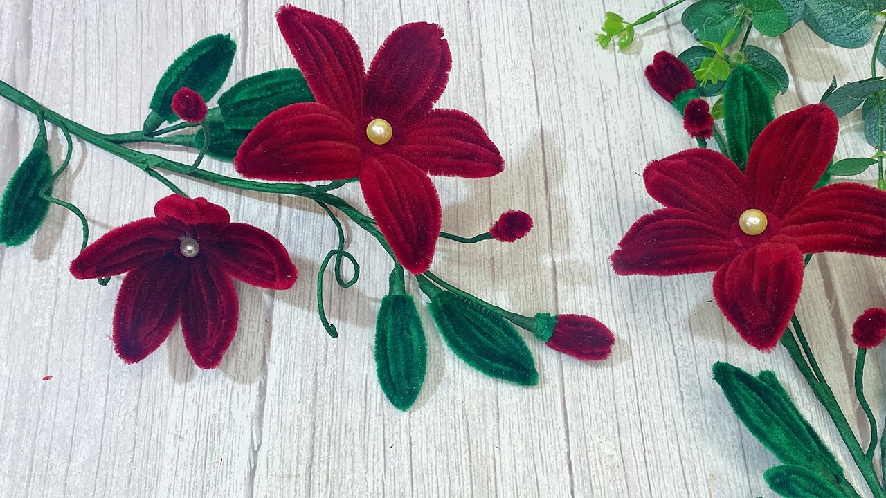 How to Make Beautiful flower with Pipe Cleaner - Pipe Cleaner Bunga ...
