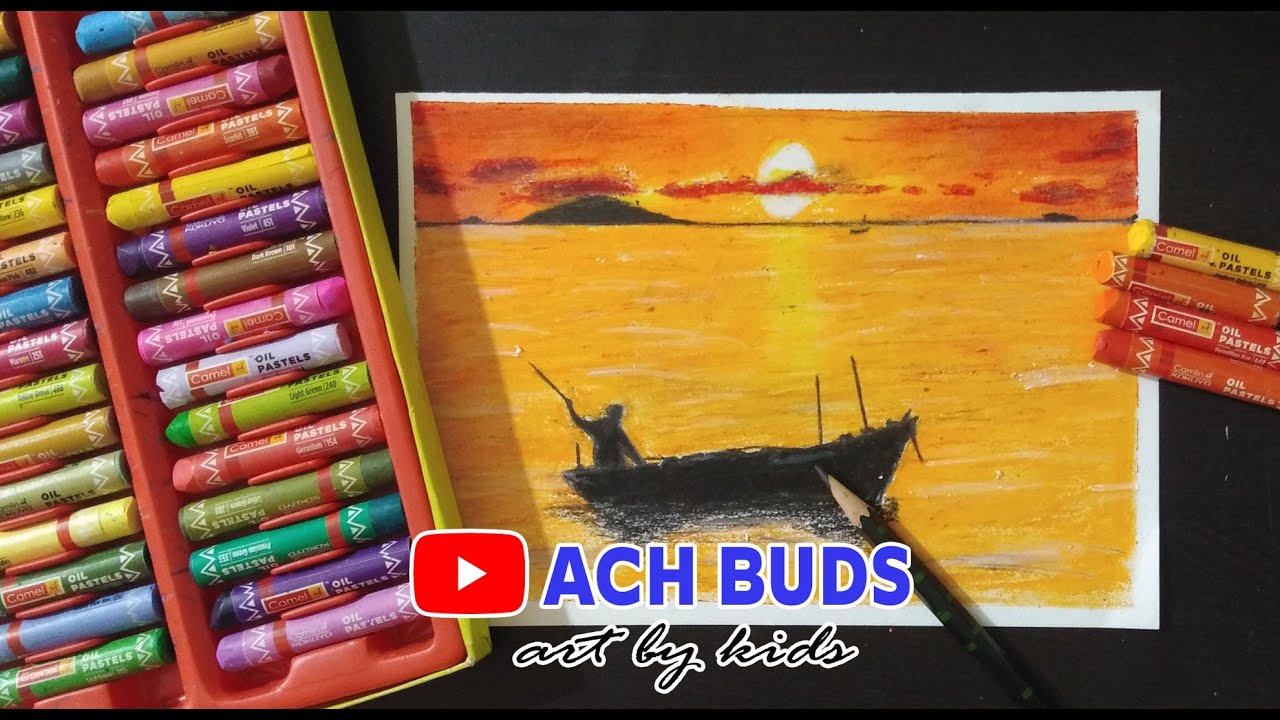 Fisherman Fishing Art with Oil Pastels || Oil Pastel Drawings |Step by ...