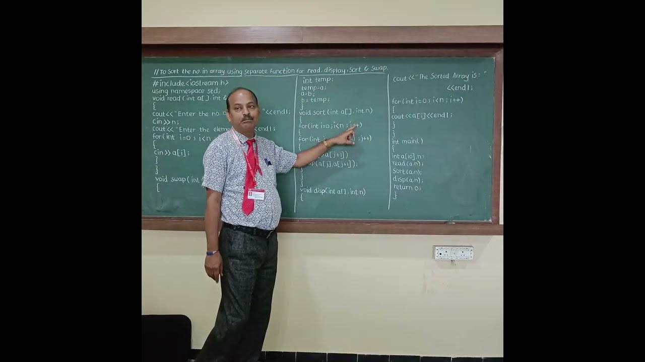 C Program To Sort The No In Array Using Separate Function For Read Display Sort And Swap