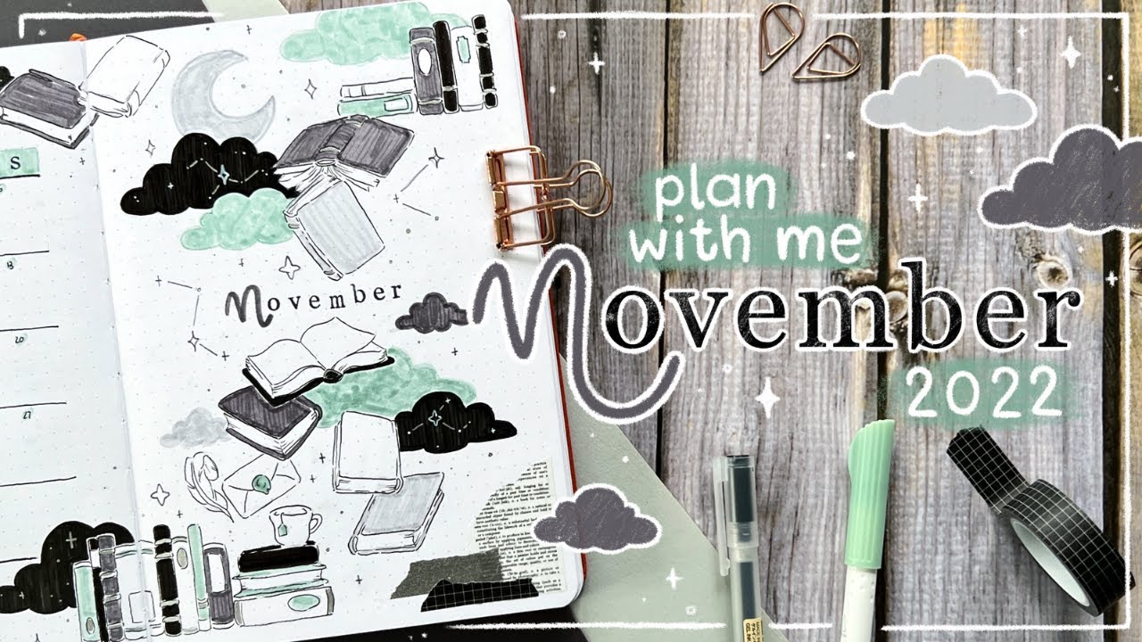 November 2022 Bullet Journal Setup 📚 Books and Nightsky 🌙 Plan with Me ...