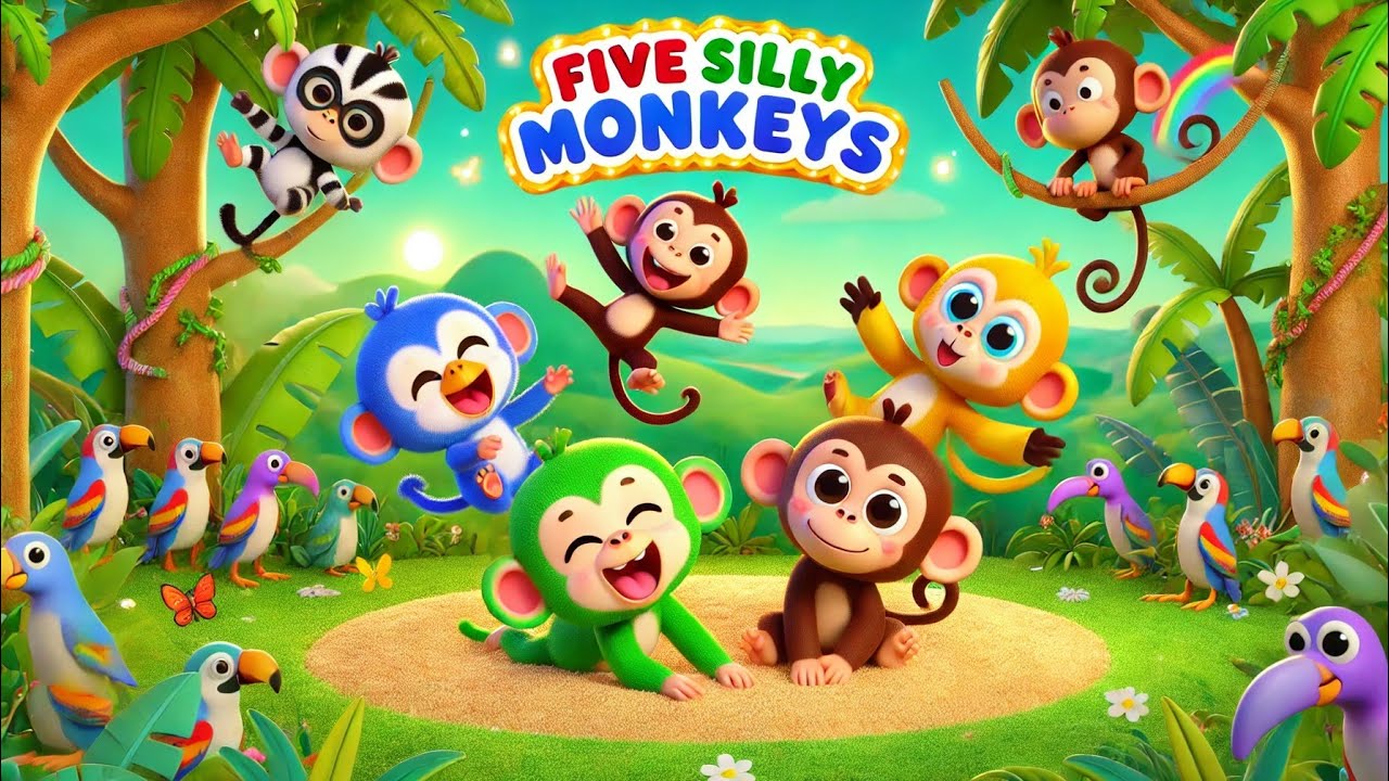 Five Silly Monkeys | Fun Nursery Rhyme for Kids | Sing, Dance & Learn ...