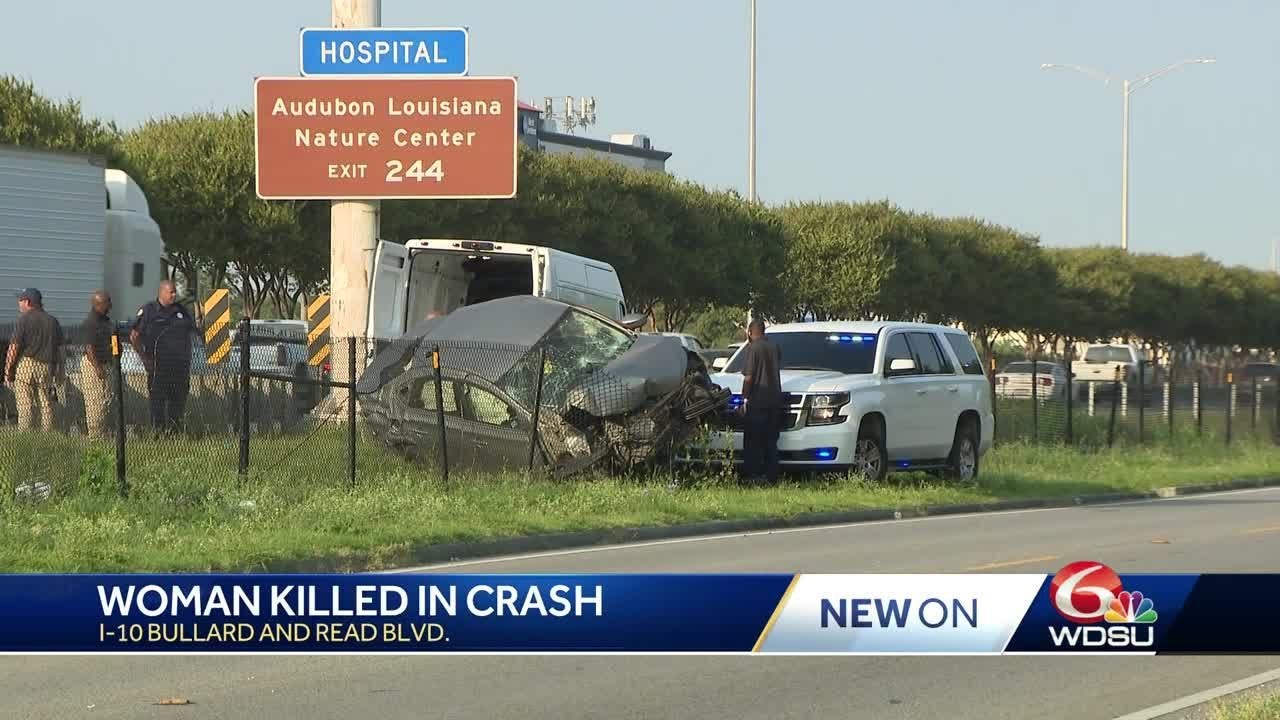 Woman killed in I-10 crash Wednesday morning - YouTube