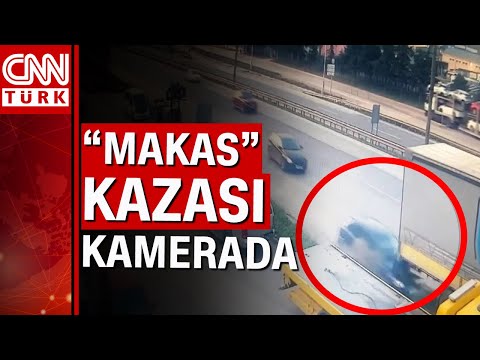 Makas atarken, park halindeki TIR'a böyle çarptı!
