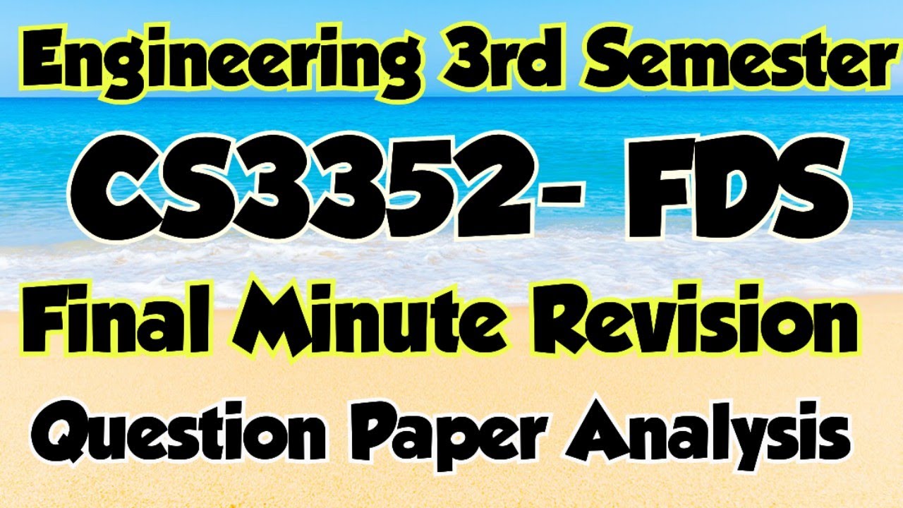 CS3352|Important Questions|FDS|Foundation of Data Science|Final Minute Revision|Question paper ...
