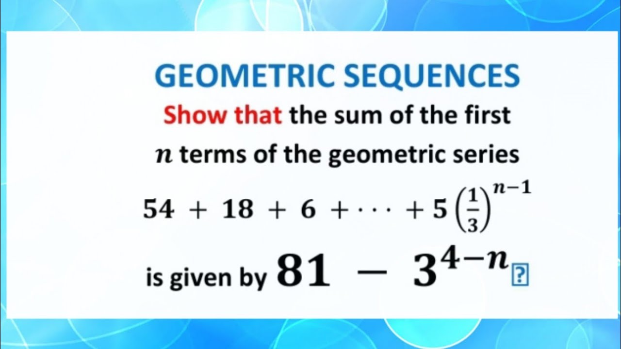 How to calculate the sum of terms in a geometric sequence: Grade12 ...
