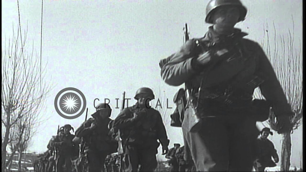 187th Regimental Combat Team march on road Korea. HD Stock Footage ...