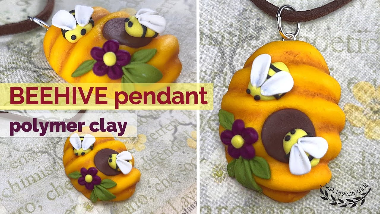~JustHandmade~ How to make a polymer clay (fimo) beehive with bees ...