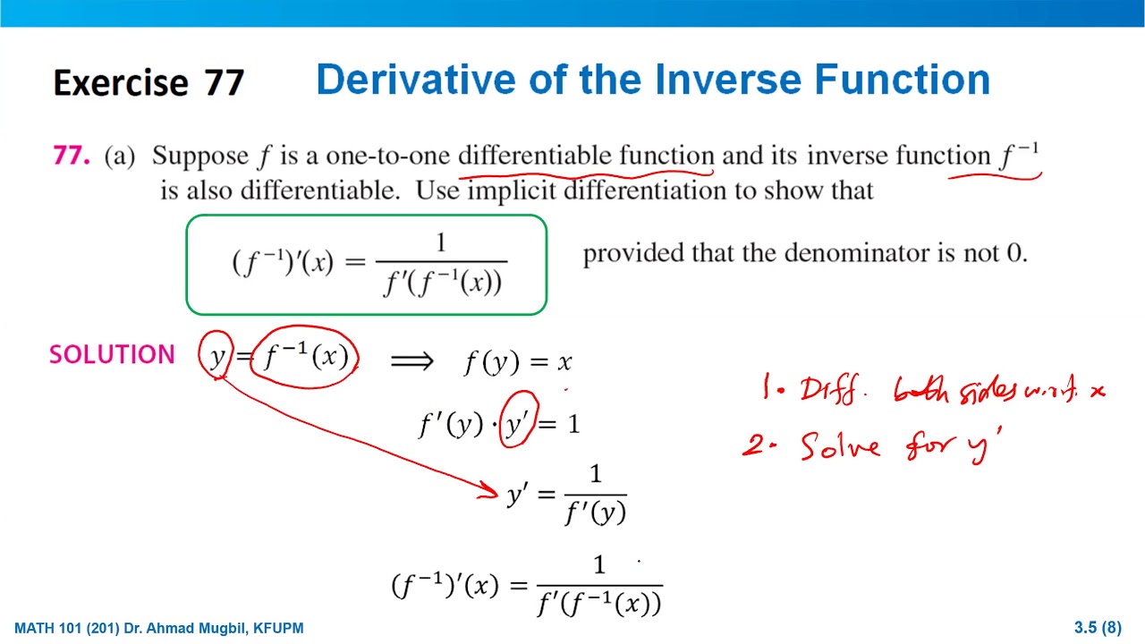 Math101-Lec20-3.5-(iMPLICIT diff)|AA - YouTube