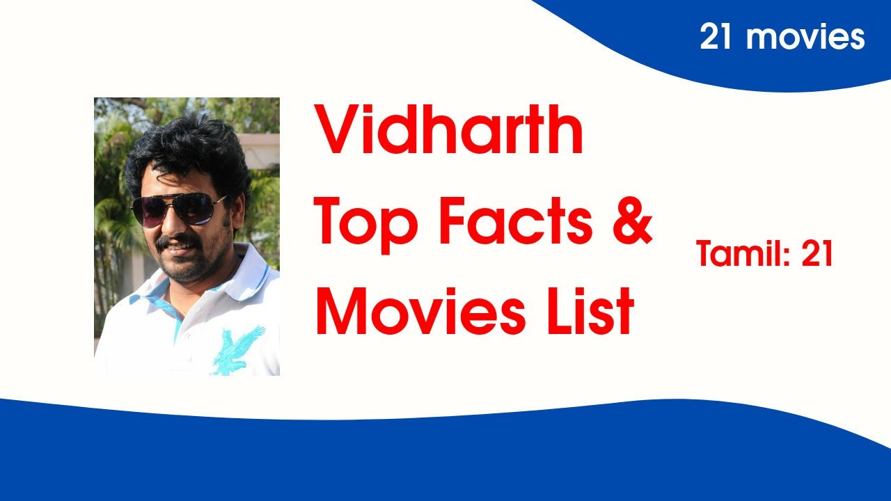 Actor Vidharth Movies List & Top Facts - YouTube