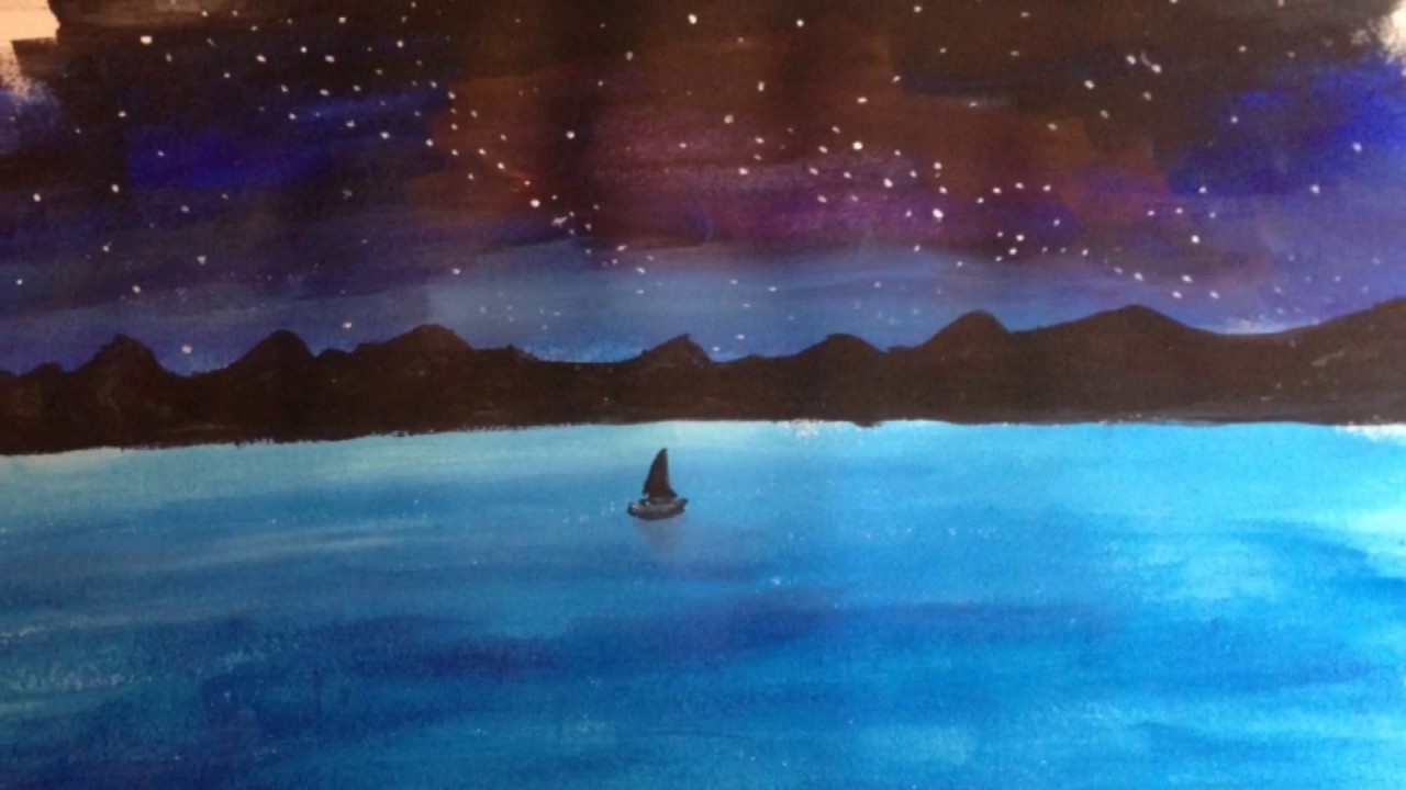 Easy drawing. Sailboat at night | Buzn's - YouTube