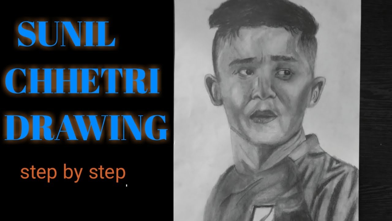 How to draw Sunil Chetri - Indian Football Captain - YouTube