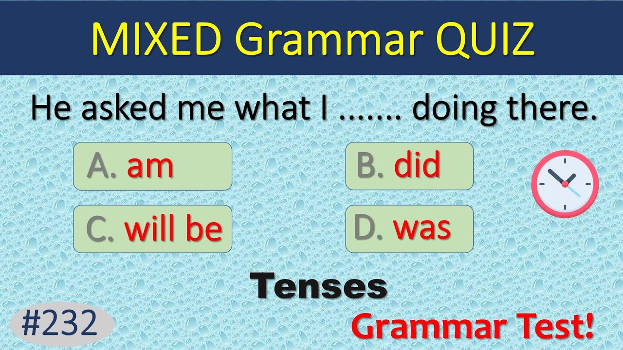 Tense Questions and Answers| Simple English Test | Must study grammar ...
