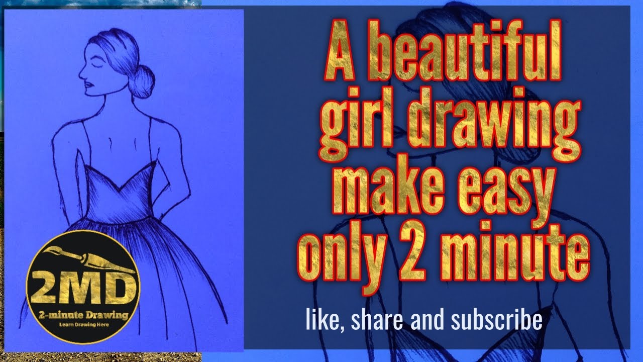 A beautiful girl drawing only 2 minute||by 2-minute drawing||pen ...