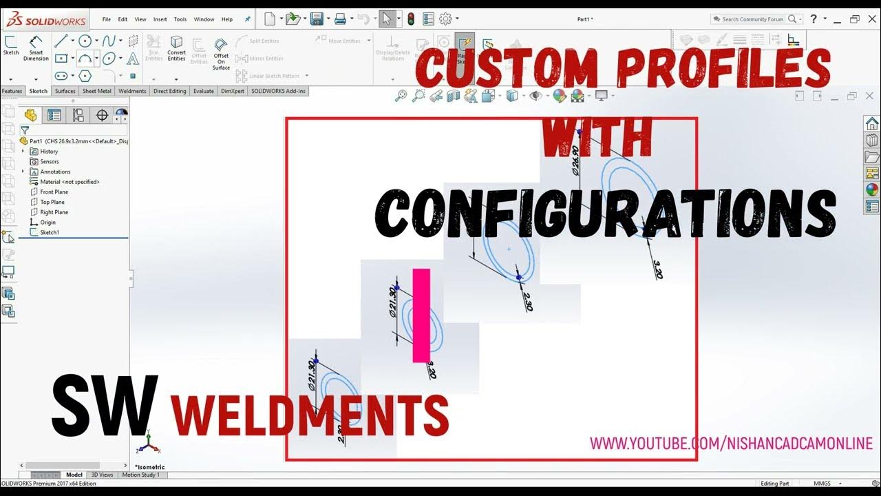 SolidWorks Weldment - Custom Profile with Configurations - YouTube