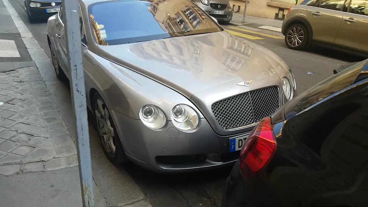 silver Bentley Continental GT in PAris France - YouTube