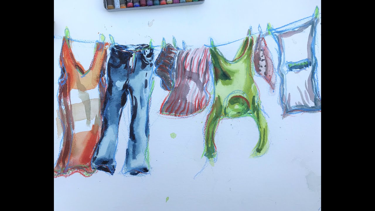 Washing Line painting tutorial by Karen Pearson - YouTube