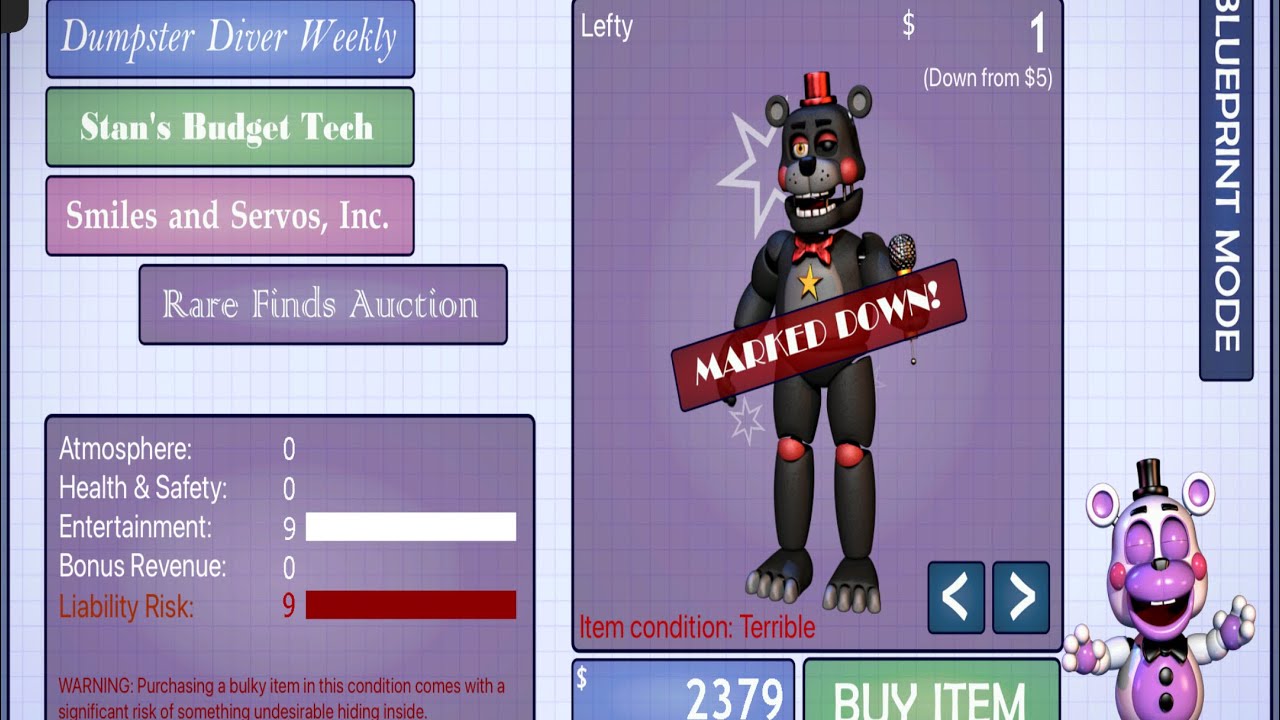 FNAF 6 COMPLETION ENDING AND ONE DOLLAR LEFTY! - YouTube