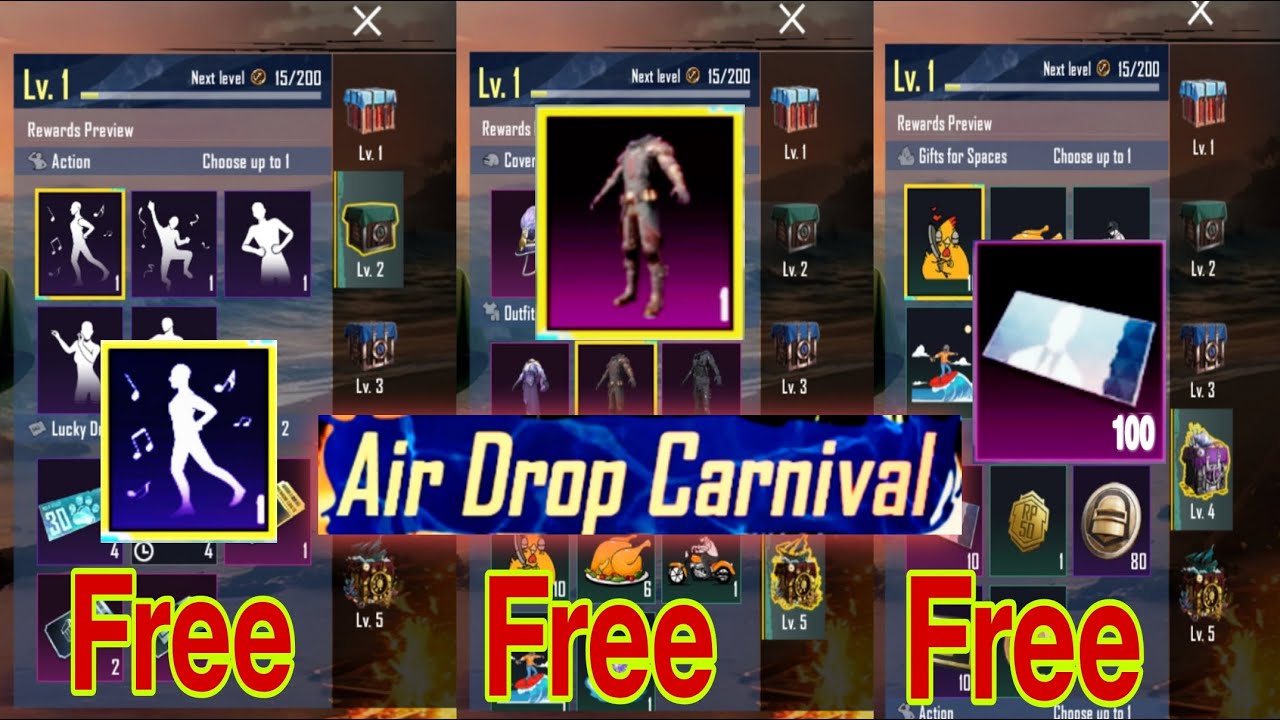Air Drop Carnival Event Full Explain | Free Emote | Free Legendary ...